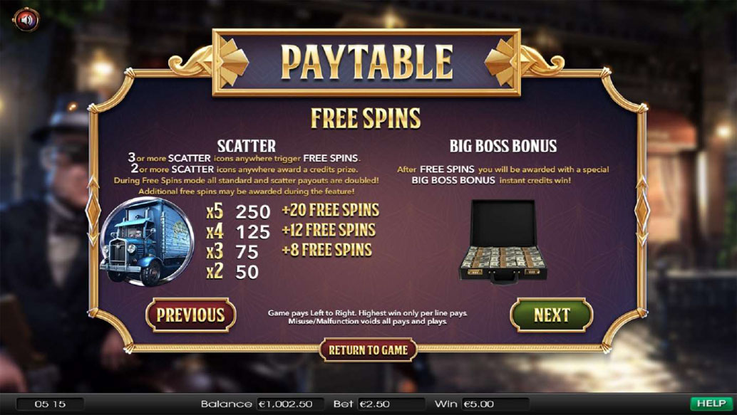 Paytable Screenshots